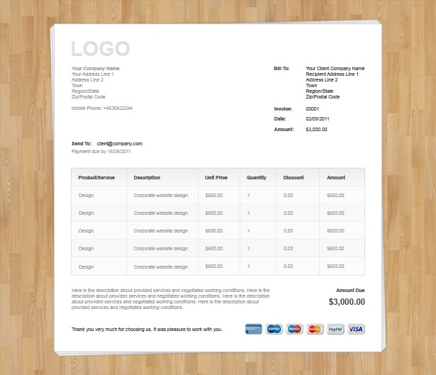 Html Invoice Template Free Download Invoice Example