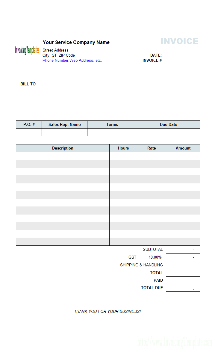 Invoice Template Hours Worked Invoice Example