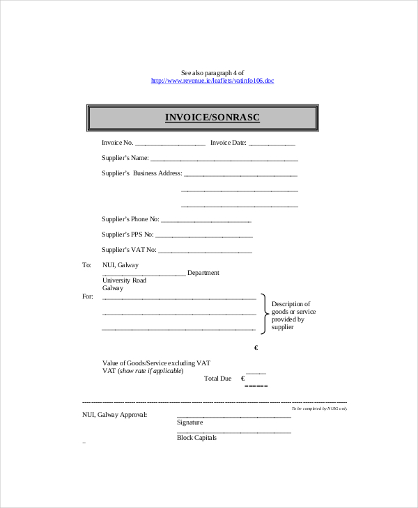 Self Employed Invoice Template Word Invoice Example