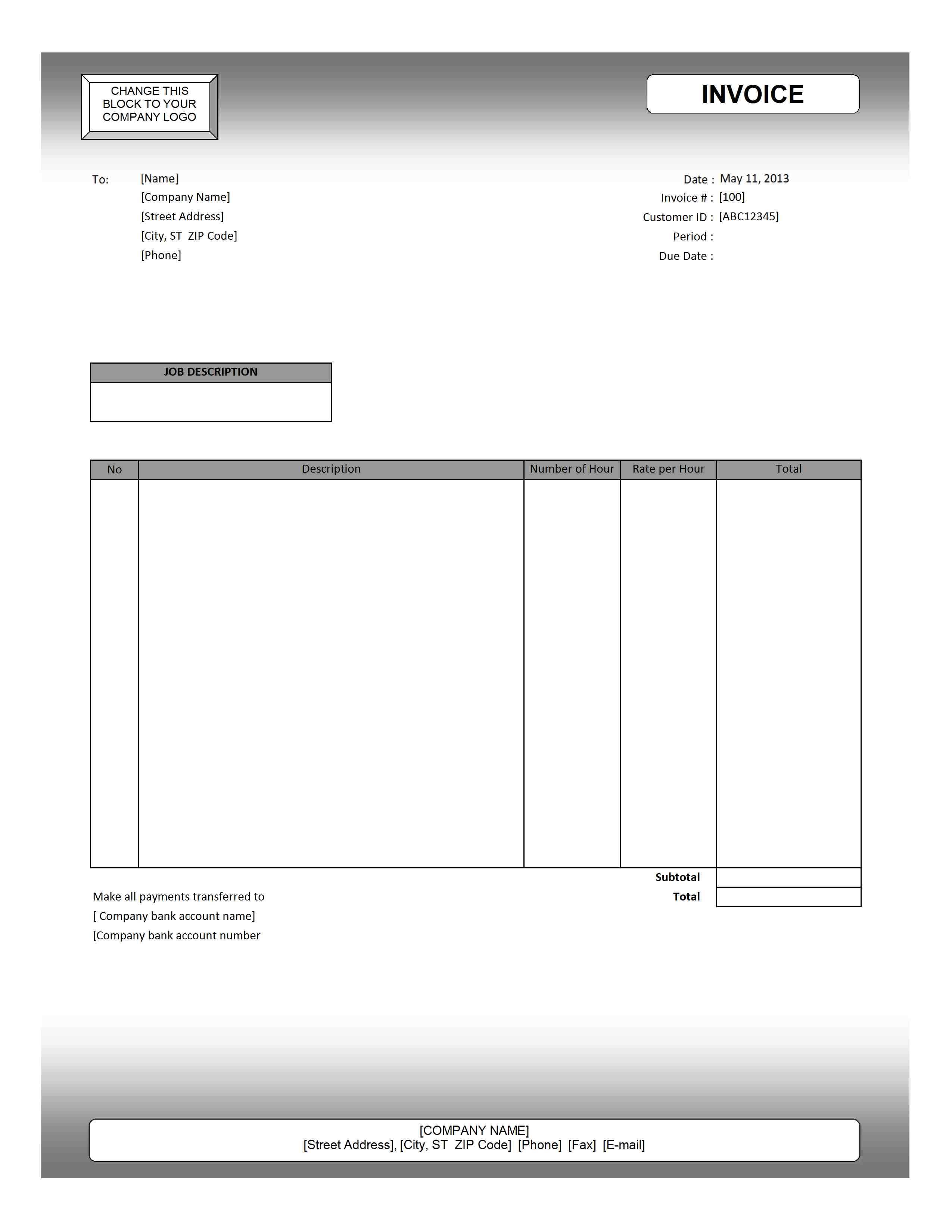 Free Printable Editable Invoice Template Printable Templates